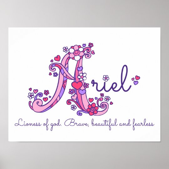 A monogram art Ariel girls name meaning poster | Zazzle.com