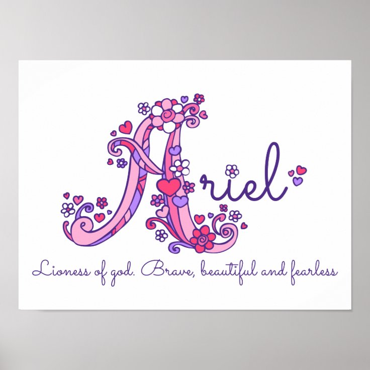 A monogram art Ariel girls name meaning poster | Zazzle
