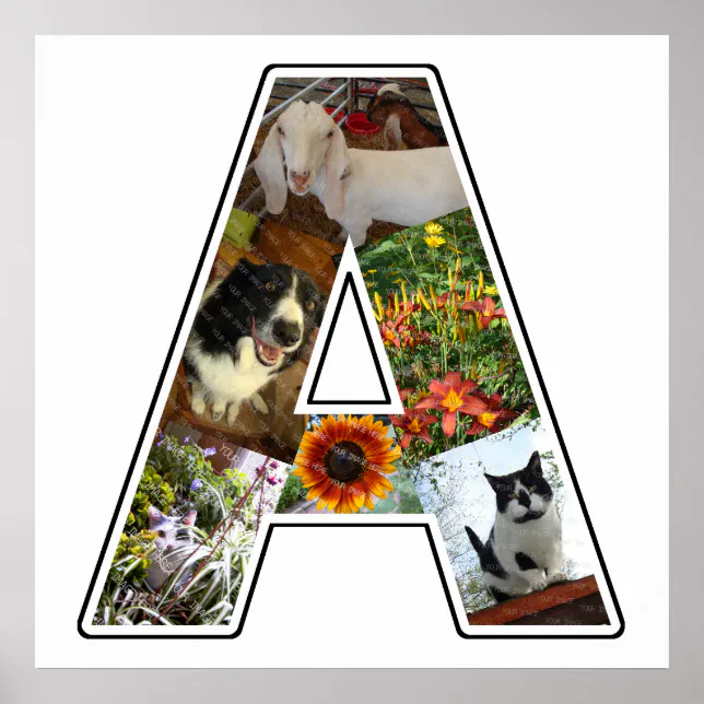A Monogram Create Your Own 6 Custom Photo Collage Poster | Zazzle