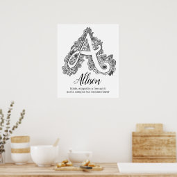 A monogram tangle art Allison name meaning Poster | Zazzle