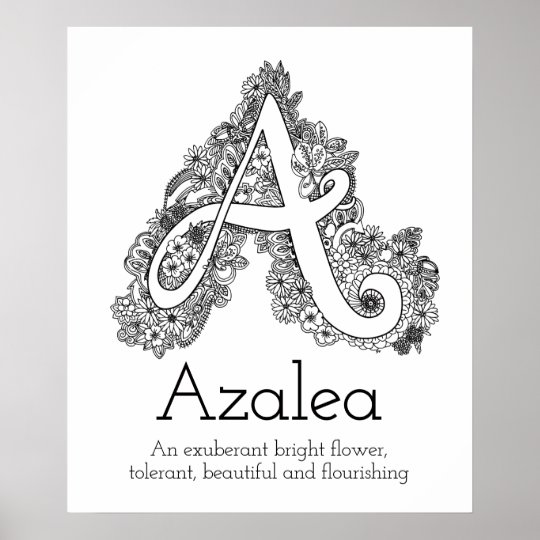 A monogram tangle art Azalea name meaning Poster | Zazzle.com