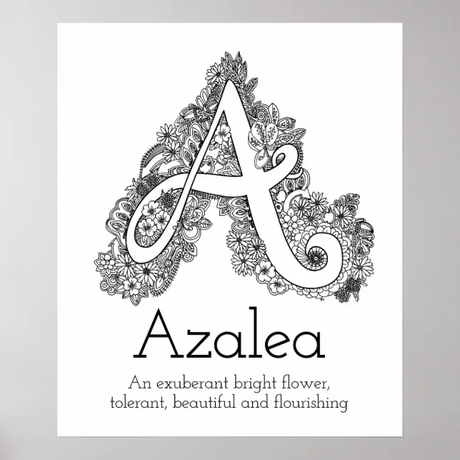 A monogram tangle art Azalea name meaning Poster | Zazzle