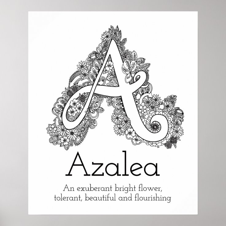 A monogram tangle art Azalea name meaning Poster | Zazzle