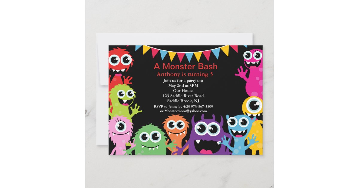 A Monster Bash Kids Birthday Invitation | Zazzle