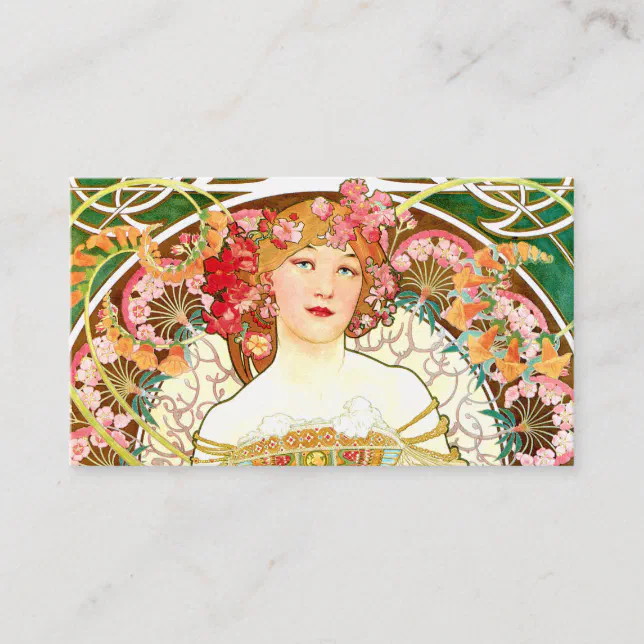 A Mucha Lady Business Card | Zazzle