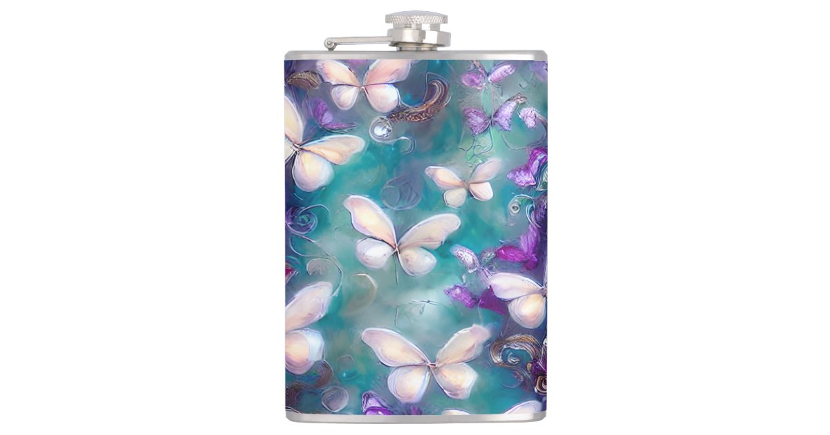 A Mystical Butterfly Series Design 1 Flask | Zazzle