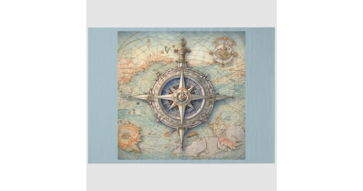 A Nautical Compass Series Design 9 Tissue Paper | Zazzle