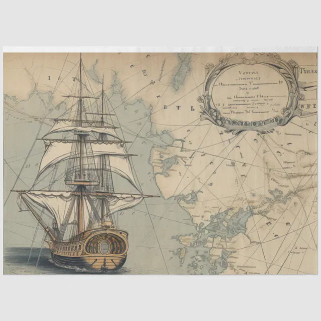 A Nautical Map Series Design 9 Tissue Paper | Zazzle