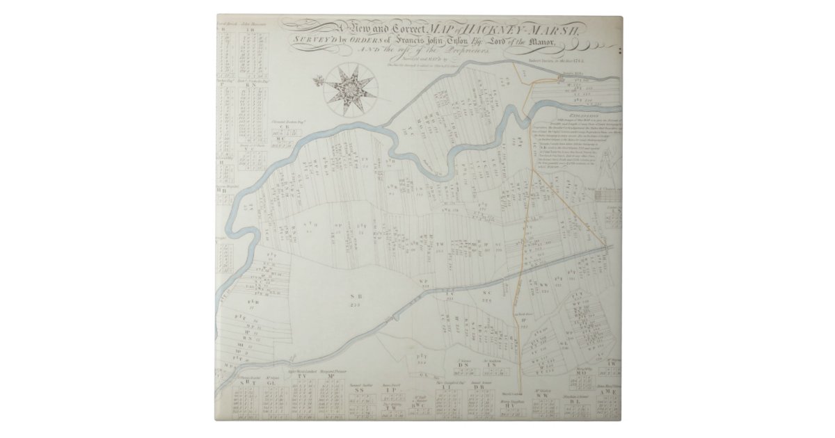 A New and Correct Map of Hackney Marsh, 1745 (lith Tile | Zazzle