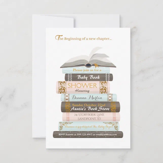 A New Chapter | Baby Book Shower Invitation | Zazzle