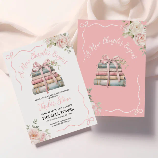 A New Chapter Begins Baby Shower Invitation | Zazzle