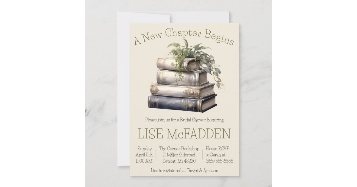 A New Chapter Begins, Book Theme Bridal Shower Invitation | Zazzle