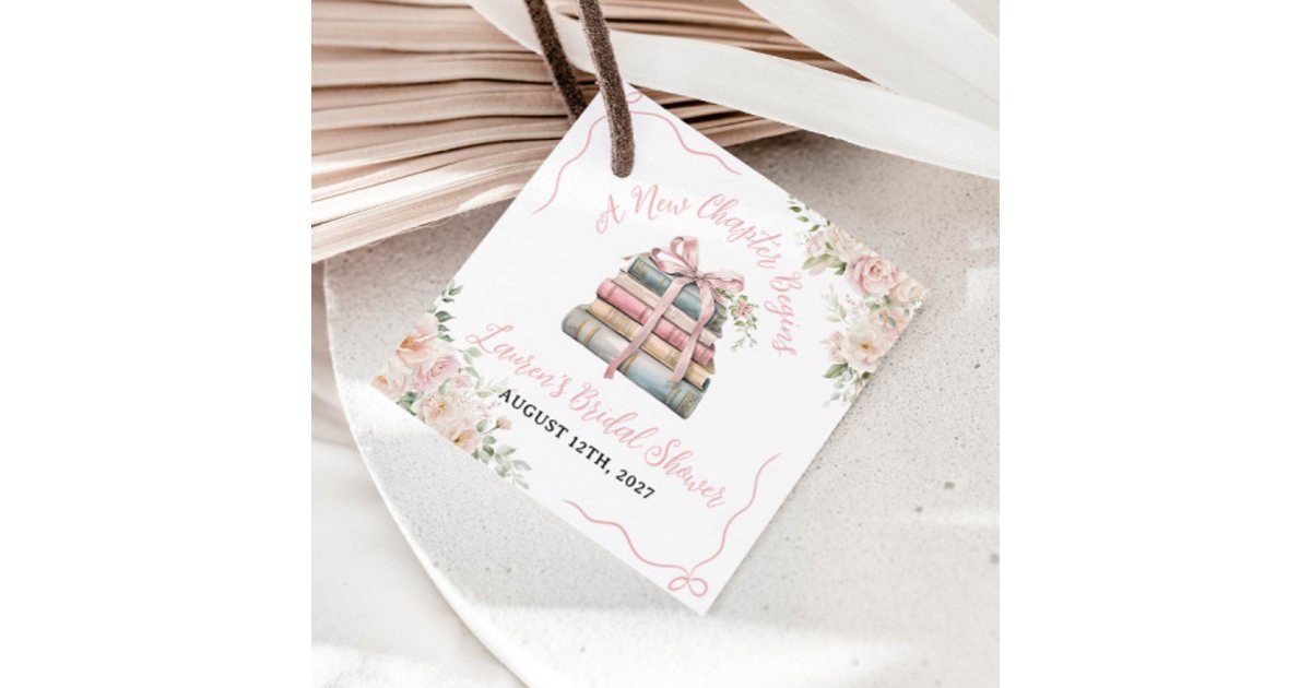 A New Chapter Begins Bridal Shower Favor Tags | Zazzle