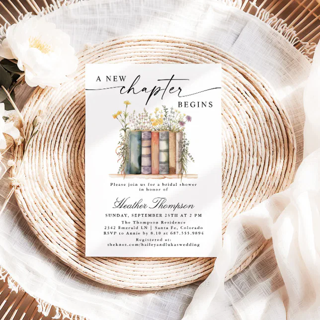 A New Chapter Begins Bridal Shower Invitation | Zazzle
