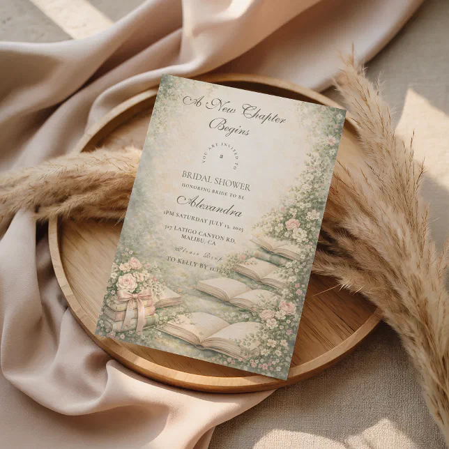 A New Chapter Begins Bridal Shower Invitation | Zazzle
