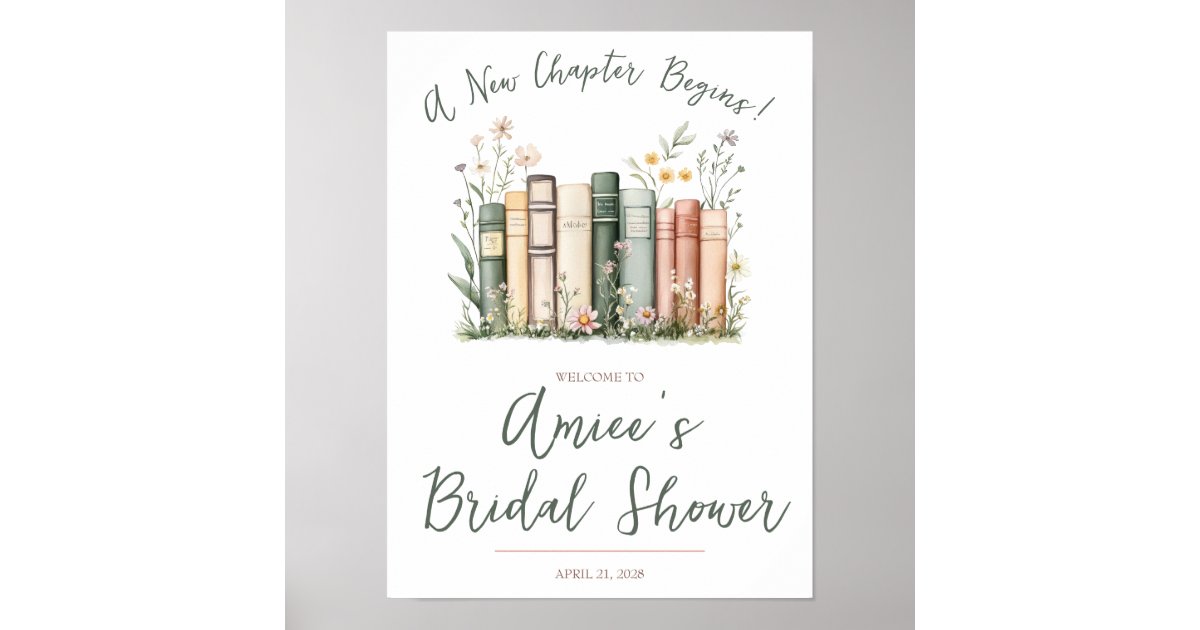 A New Chapter Begins! Bridal Shower Welcome Sign | Zazzle