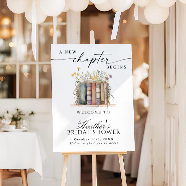 A New Chapter Begins Bridal Shower Welcome Sign | Zazzle