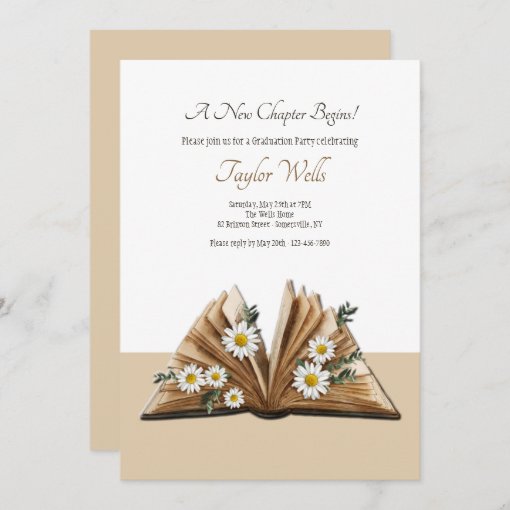 A New Chapter Begins Graduation Party Invitation | Zazzle