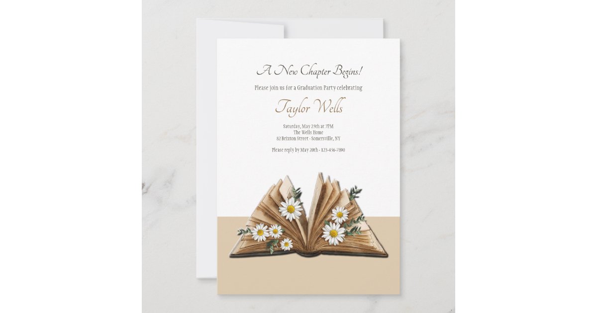 A New Chapter Begins Graduation Party Invitation | Zazzle