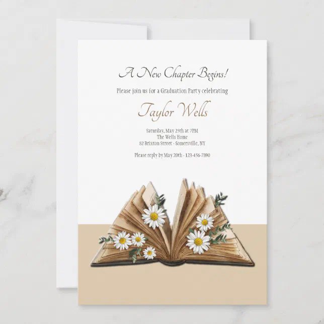 A New Chapter Begins Graduation Party Invitation | Zazzle