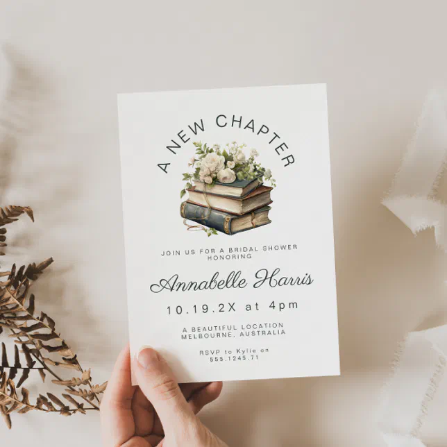 A New Chapter Bridal Shower Floral Invitation | Zazzle