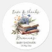 A new chapter story book baby shower favor classic round sticker | Zazzle