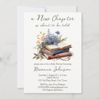 A new chapter story book baby shower invitation | Zazzle