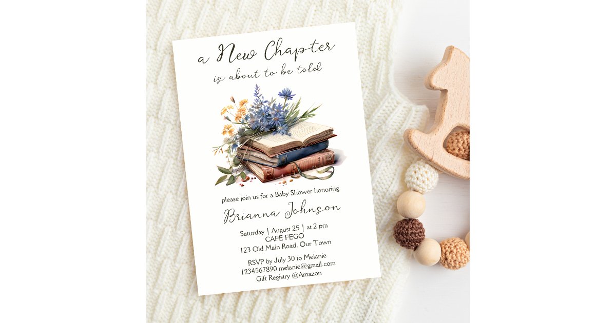 A new chapter story book baby shower invitation | Zazzle