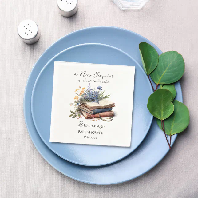 A new chapter story book baby shower printed napkins | Zazzle