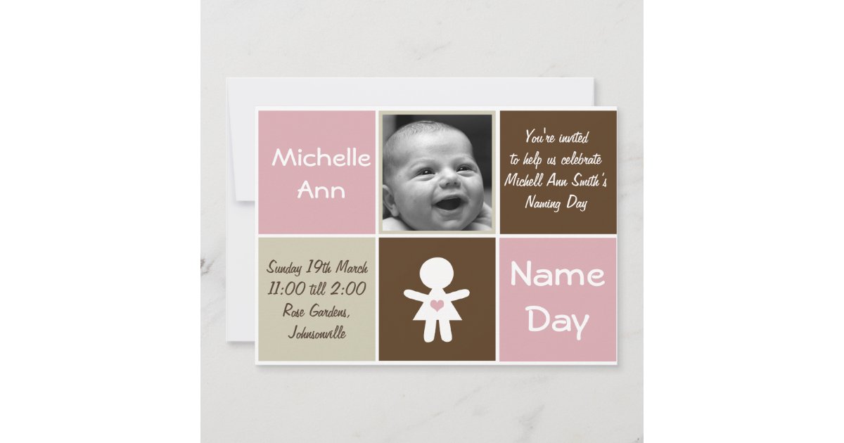 a new heart name day girl invitation | Zazzle