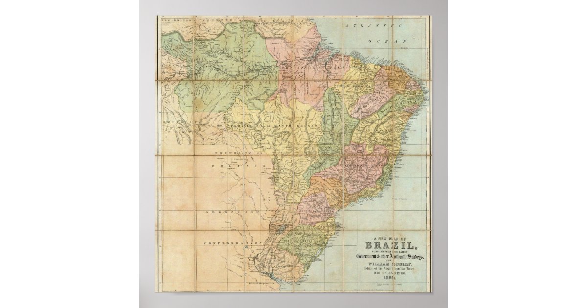 A new map of Brazil Poster | Zazzle