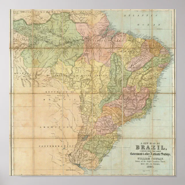 A new map of Brazil Poster | Zazzle