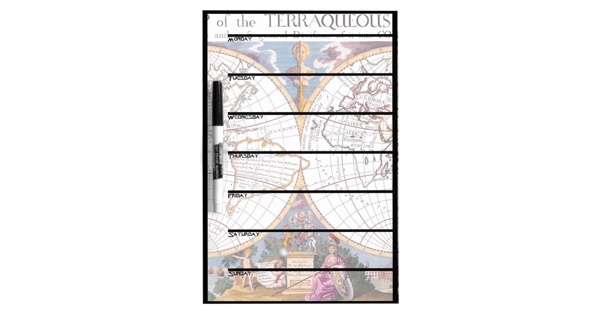 A New Map Of The Terraqueous Globe Dry Erase Board | Zazzle