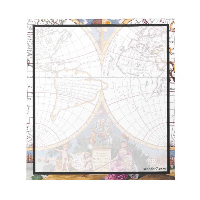 A New Map Of The Terraqueous Globe Notepad | Zazzle