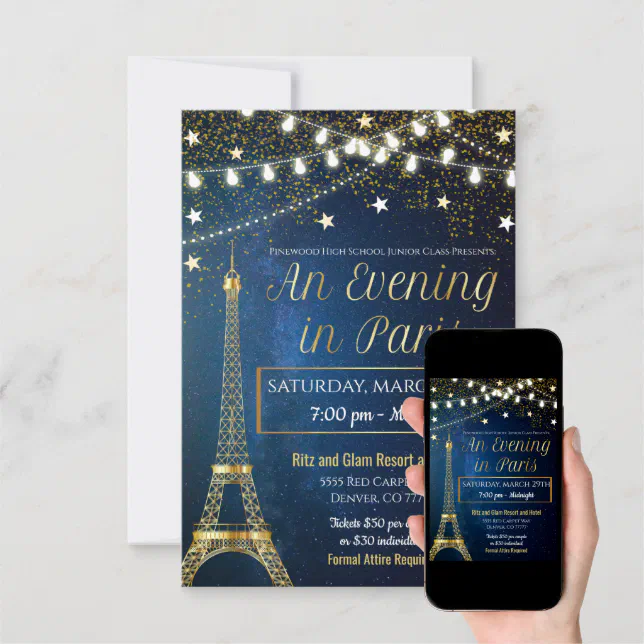 A Night in Paris Prom Invitation | Zazzle