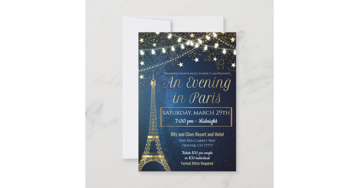 A Night in Paris Prom Invitation | Zazzle
