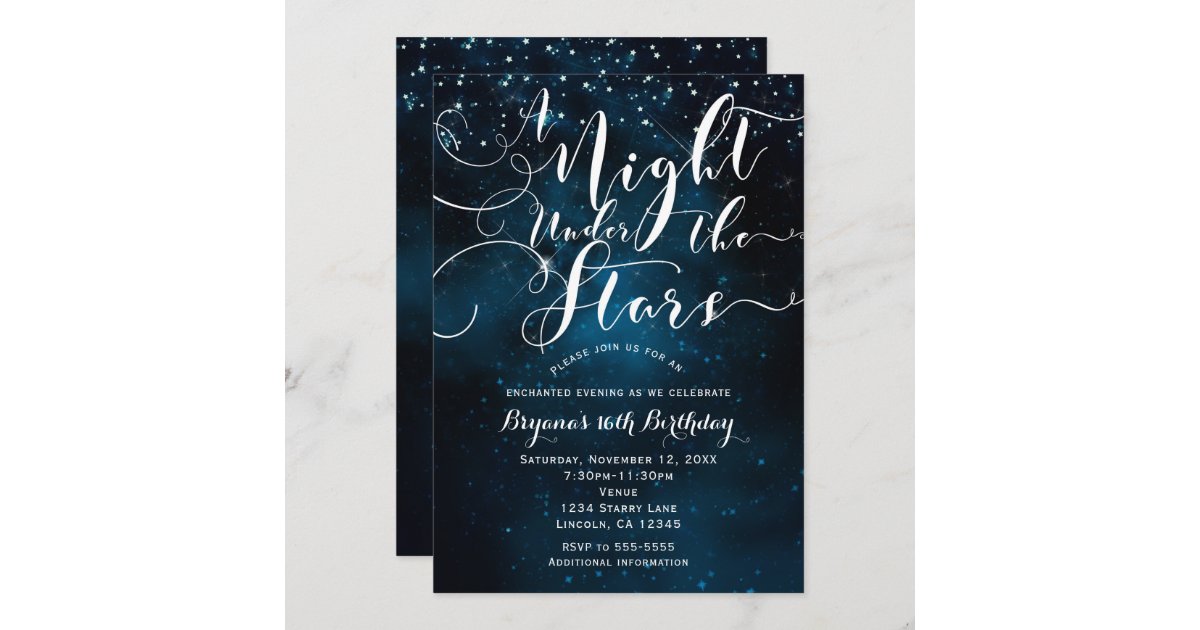 A Night Under The Stars Starry Blue Skies Invitation Zazzle