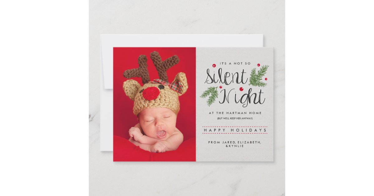 A Not So Silent Night Birth Announcement Photo | Zazzle