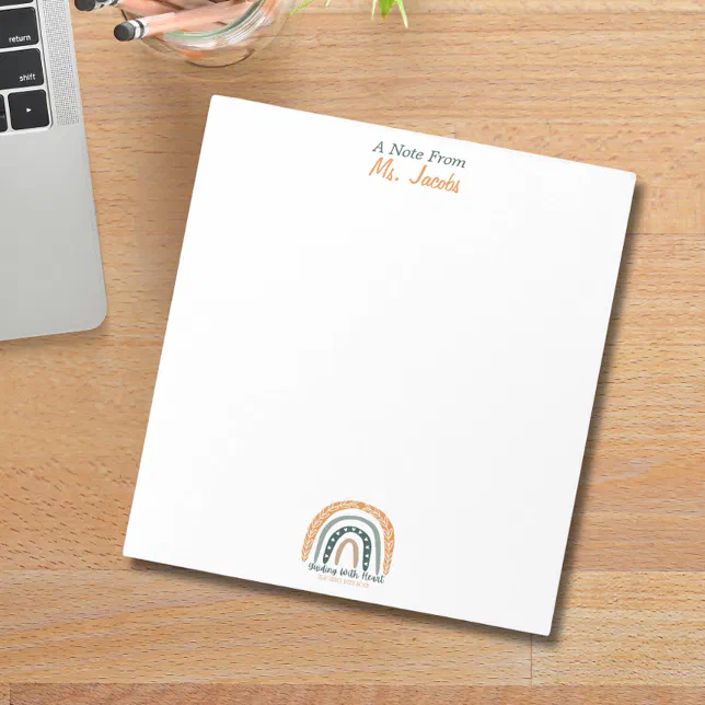 A Note From Inspirational Rainbow Teacher Notepad | Zazzle