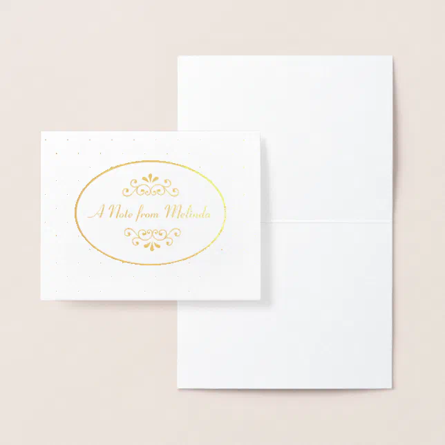 "A Note From" Personalized Gold Foil Notecard Foil Card | Zazzle