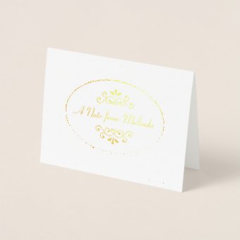 "A Note From" Personalized Gold Foil Notecard Foil Card | Zazzle