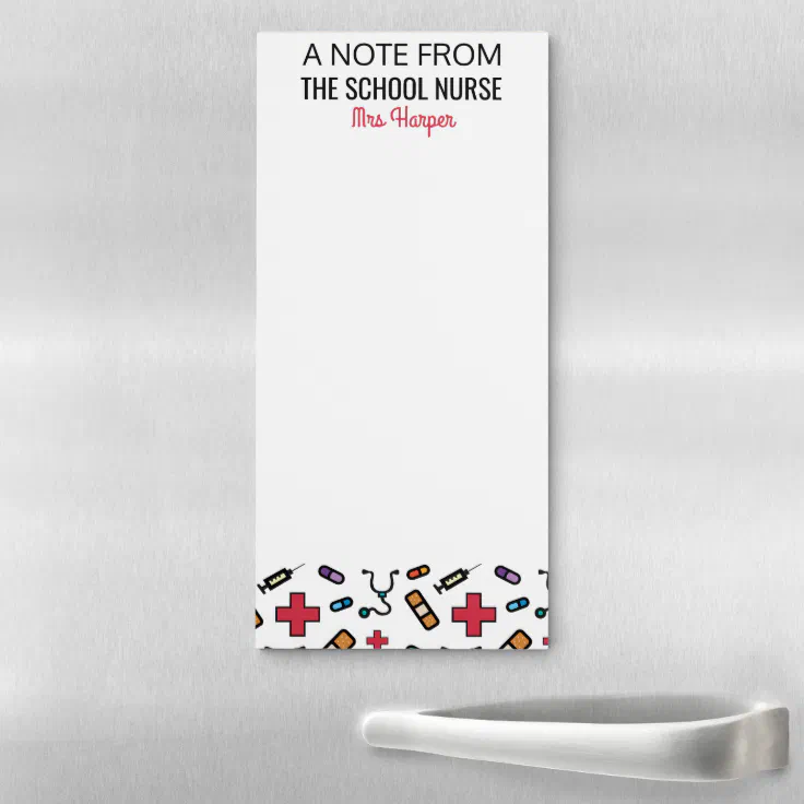 A Note From School Nurse Medical Magnetic Notepad | Zazzle