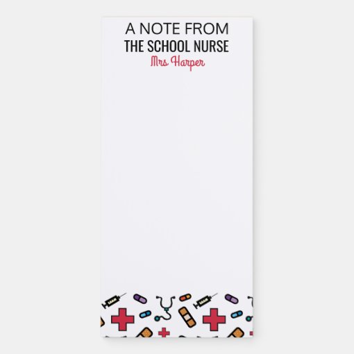 A Note From School Nurse Medical Magnetic Notepad | Zazzle