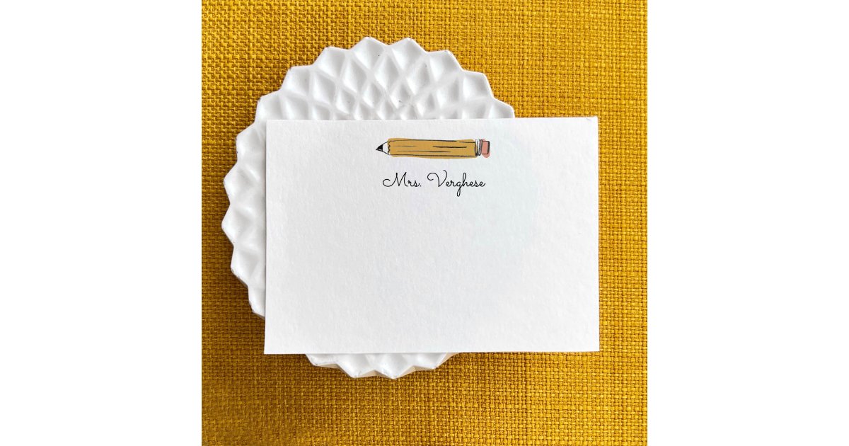 A Note From Teacher Pencil Note Cards | Zazzle