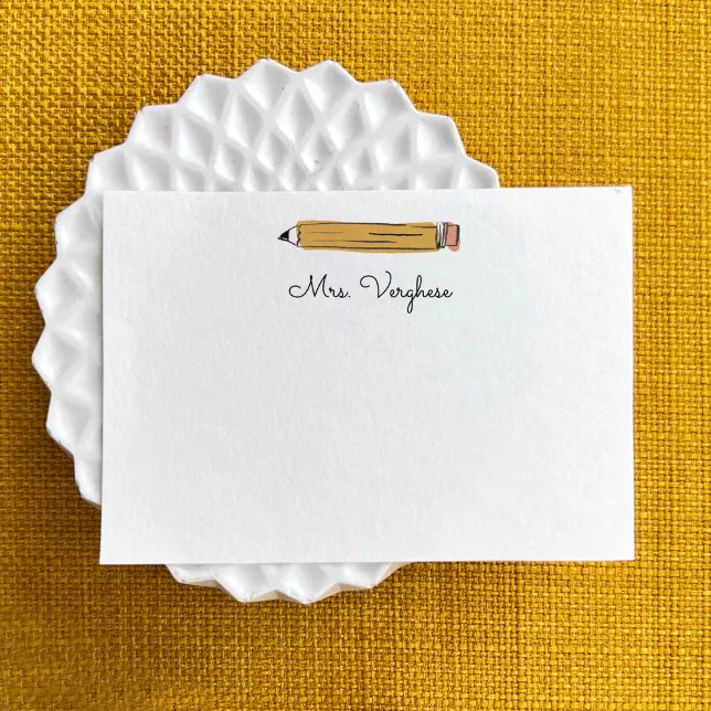 A Note From Teacher Pencil Note Cards | Zazzle
