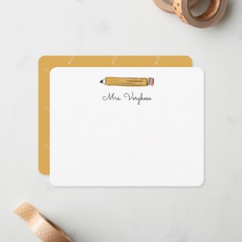 A Note From Teacher Pencil Note Cards | Zazzle
