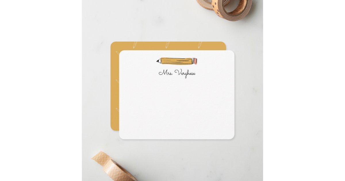 A Note From Teacher Pencil Note Cards | Zazzle