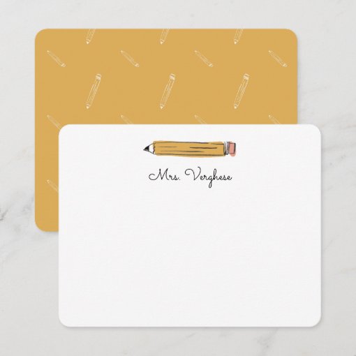 A Note From Teacher Pencil Note Cards | Zazzle