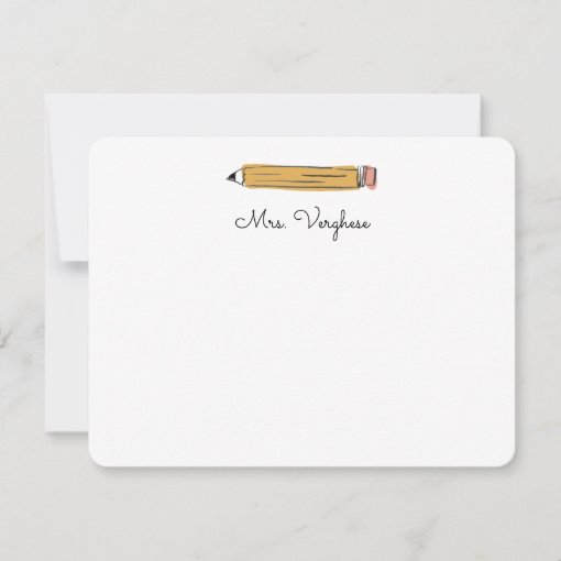 A Note From Teacher Pencil Note Cards | Zazzle