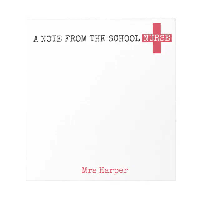 A Note From the School Nurse Personalized | Zazzle